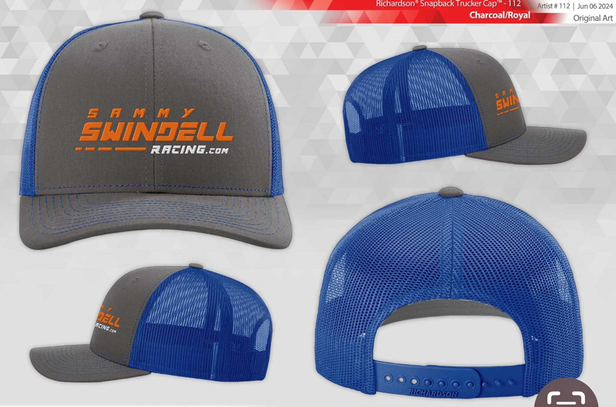 SammySwindellRacing Hat Grey/Blue Vented | Sammy Swindell Racing