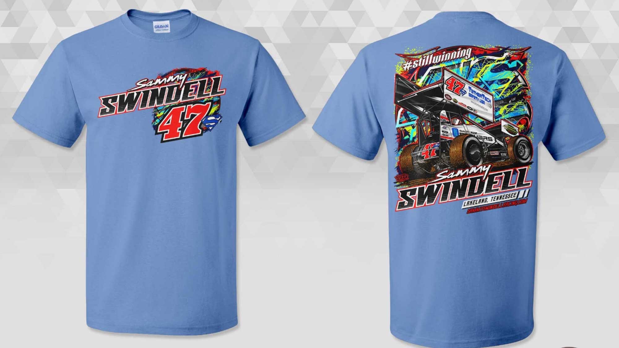 Sammy Swindell #47 2024 Carolina Blue T-Shirt | Sammy Swindell Racing