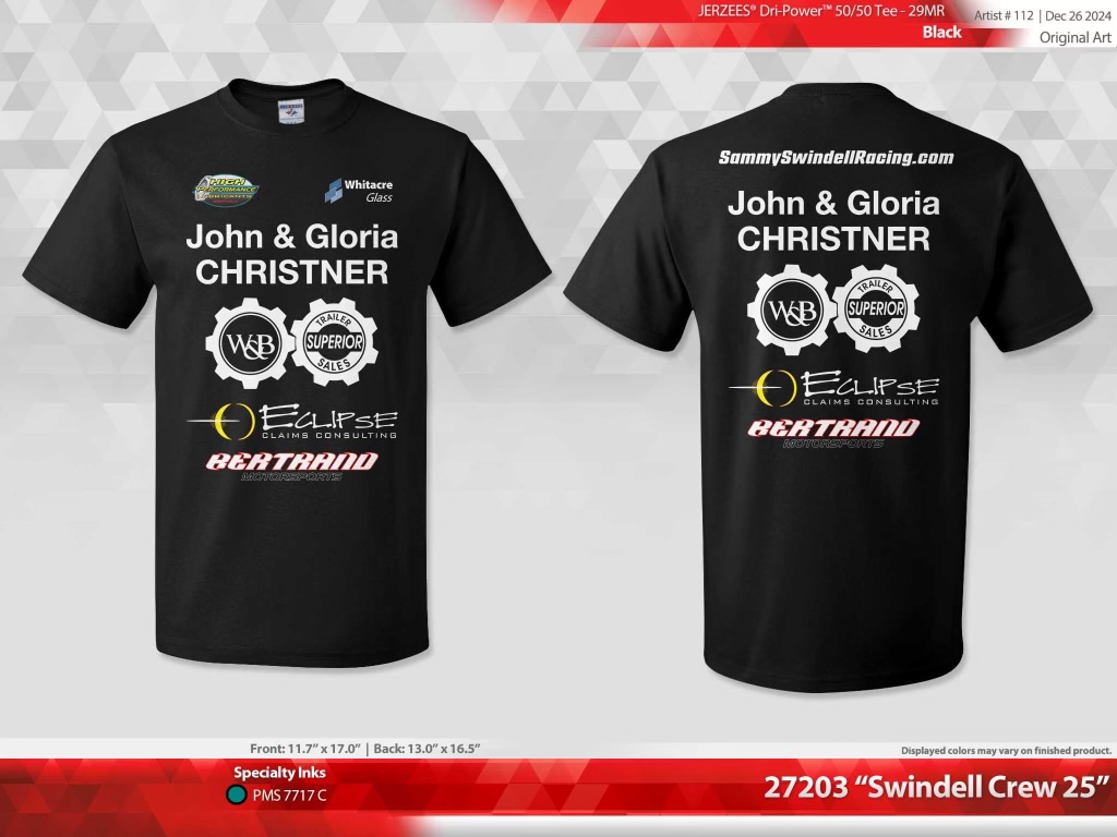 Chili Bowl 2025 Crew Shirt - Black | Sammy Swindell Racing